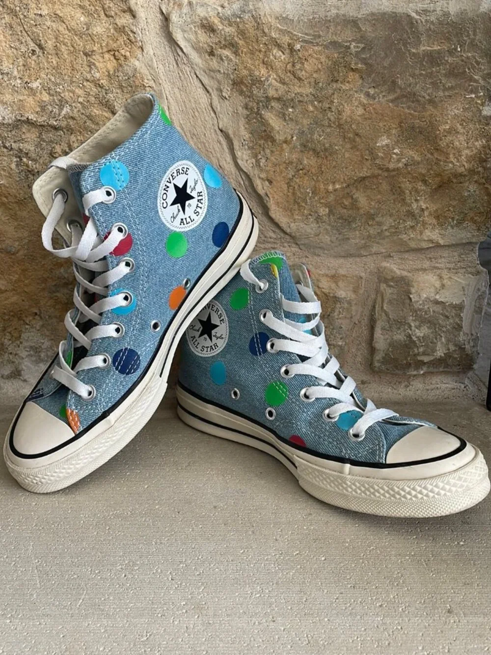 Converse | Shoes | Converse X Golf Le Fleur Chuck 7 Hi Denim Polka Dot ...